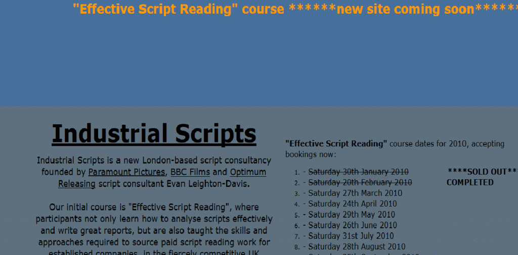 Industrial Scripts History & Ethos - industrialscripts.com